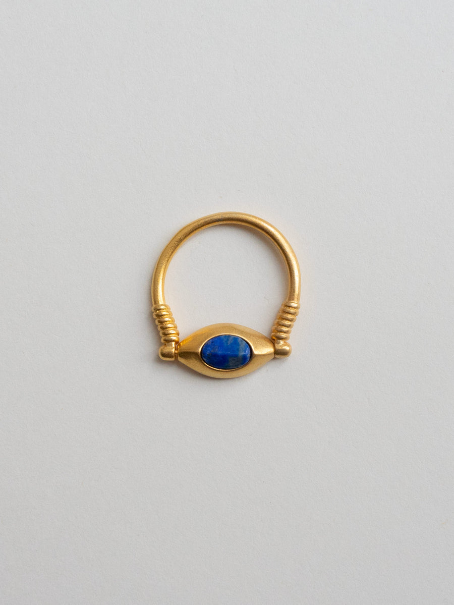 Eye of Horus Matte Gold Ring - Blue Stone – Gabi The Label