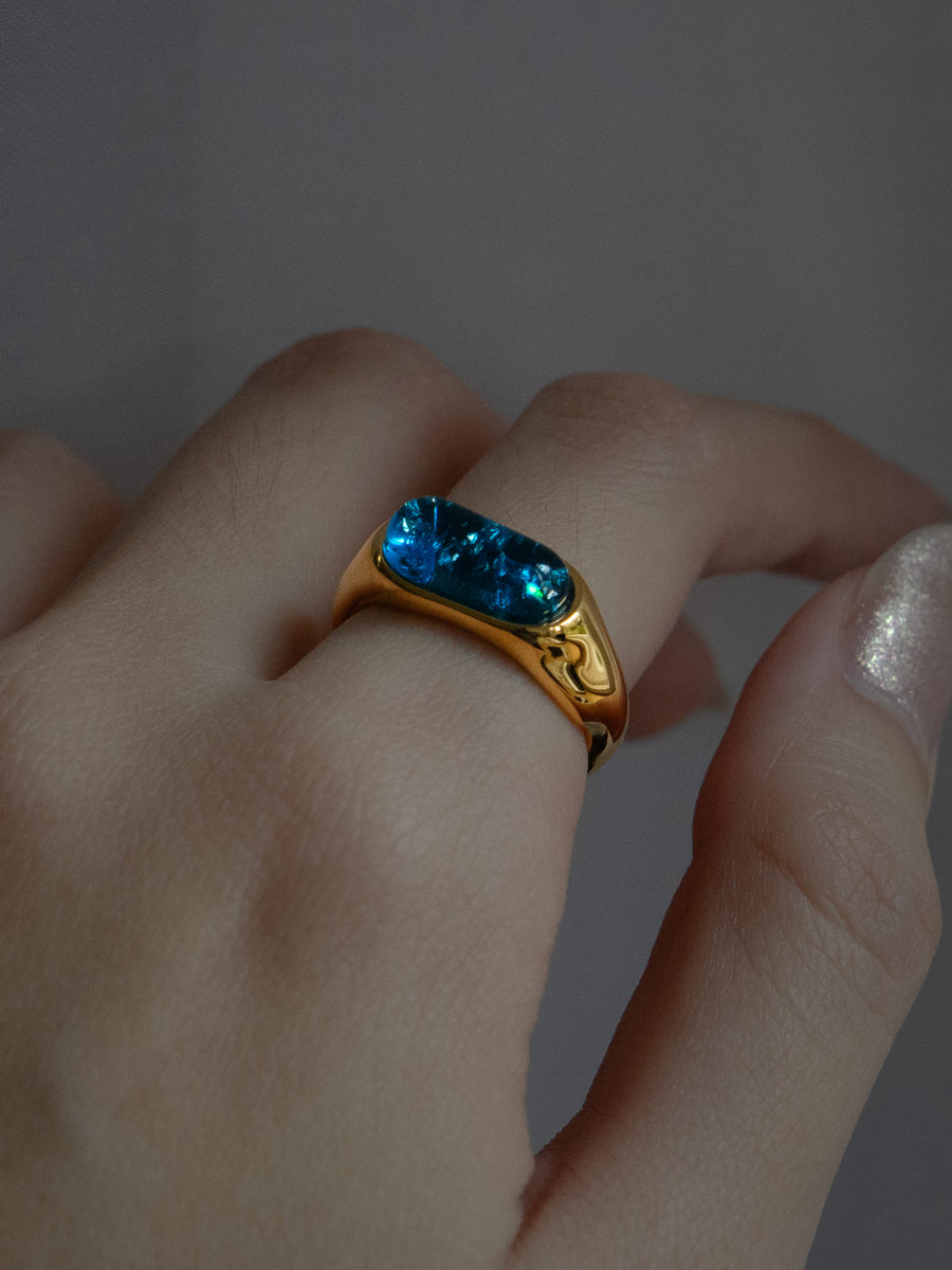 Blue Sea Marble Ring – Gabi The Label