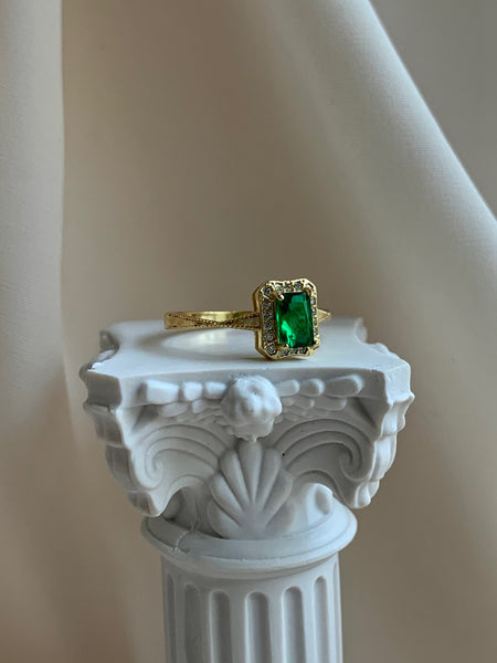 Emerald Rectangular Gemstone Ring – Gabi The Label
