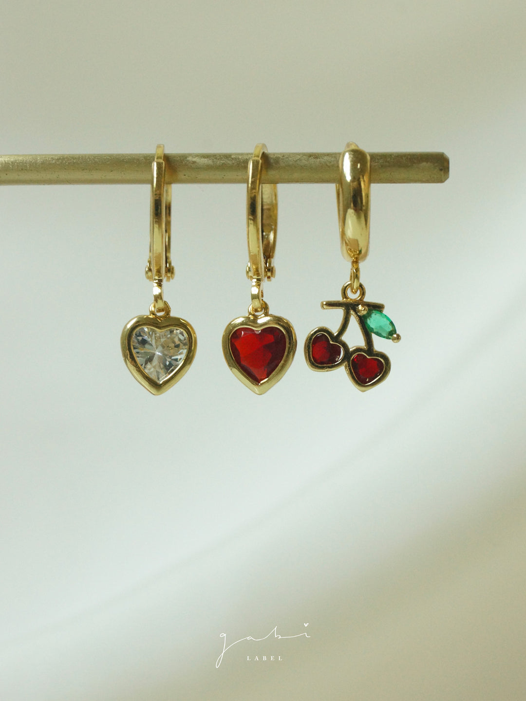 Heart Gem Huggies - Red – Gabi The Label