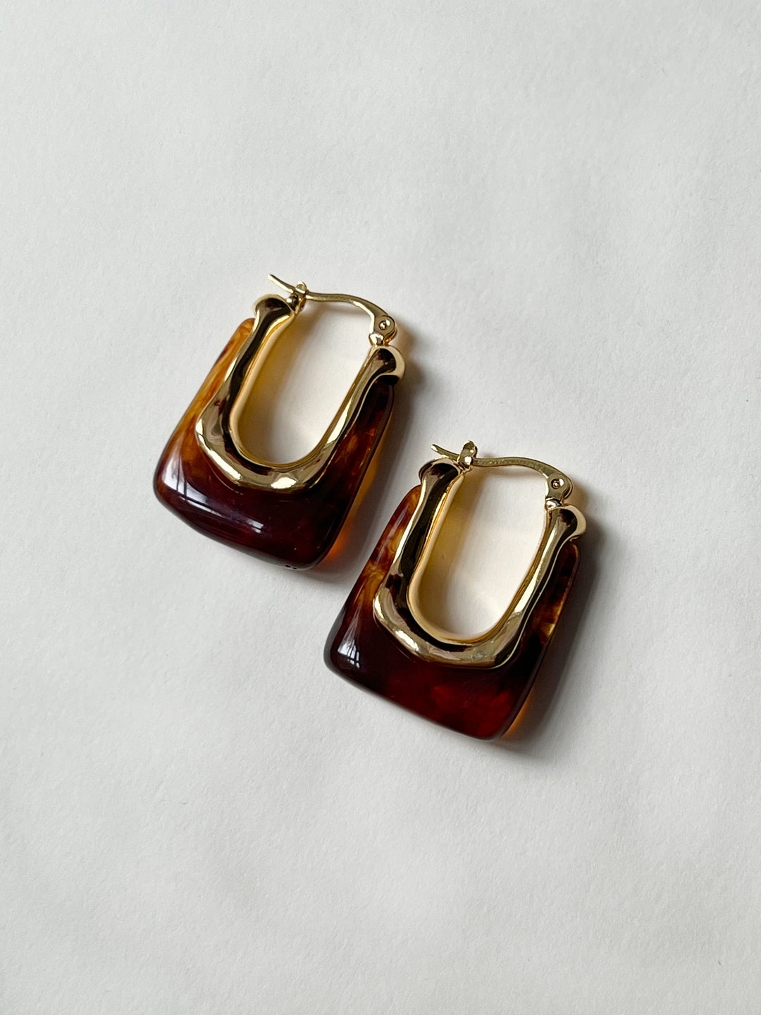 Rectangular Hoops - Marbled Brown – Gabi The Label
