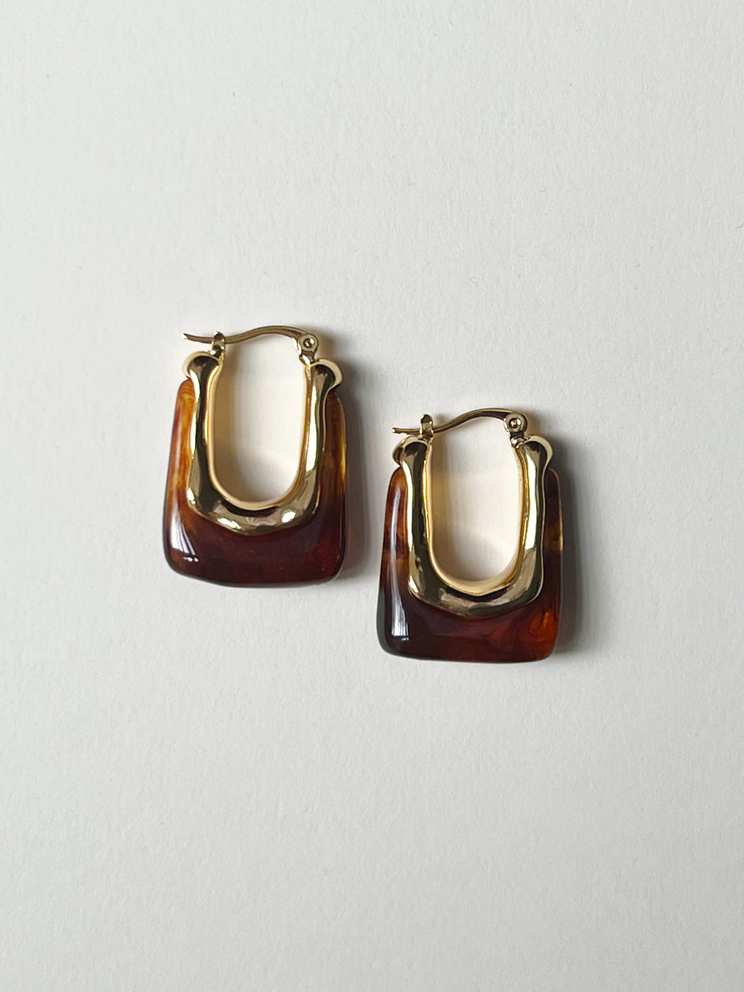 Rectangular Hoops - Marbled Brown – Gabi The Label